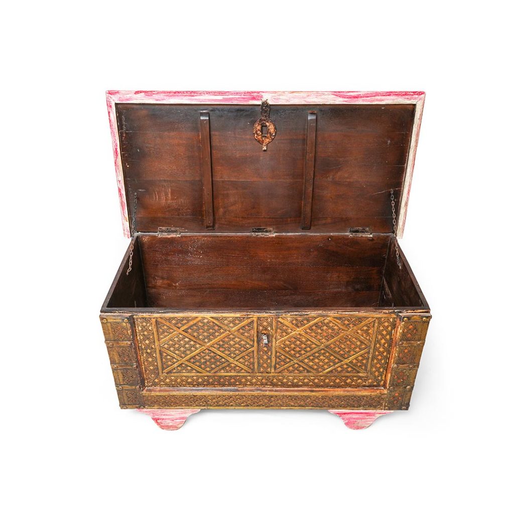 Artist Art - Shop Online Lavish Wooden Trunk Rustic Pink Colour & Brass ...